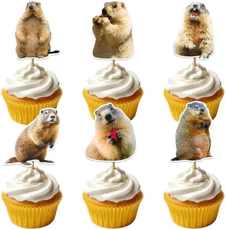 36Pcs Happy Groundhog Day Cupcake Toppers Groundhog Day Decorations ...