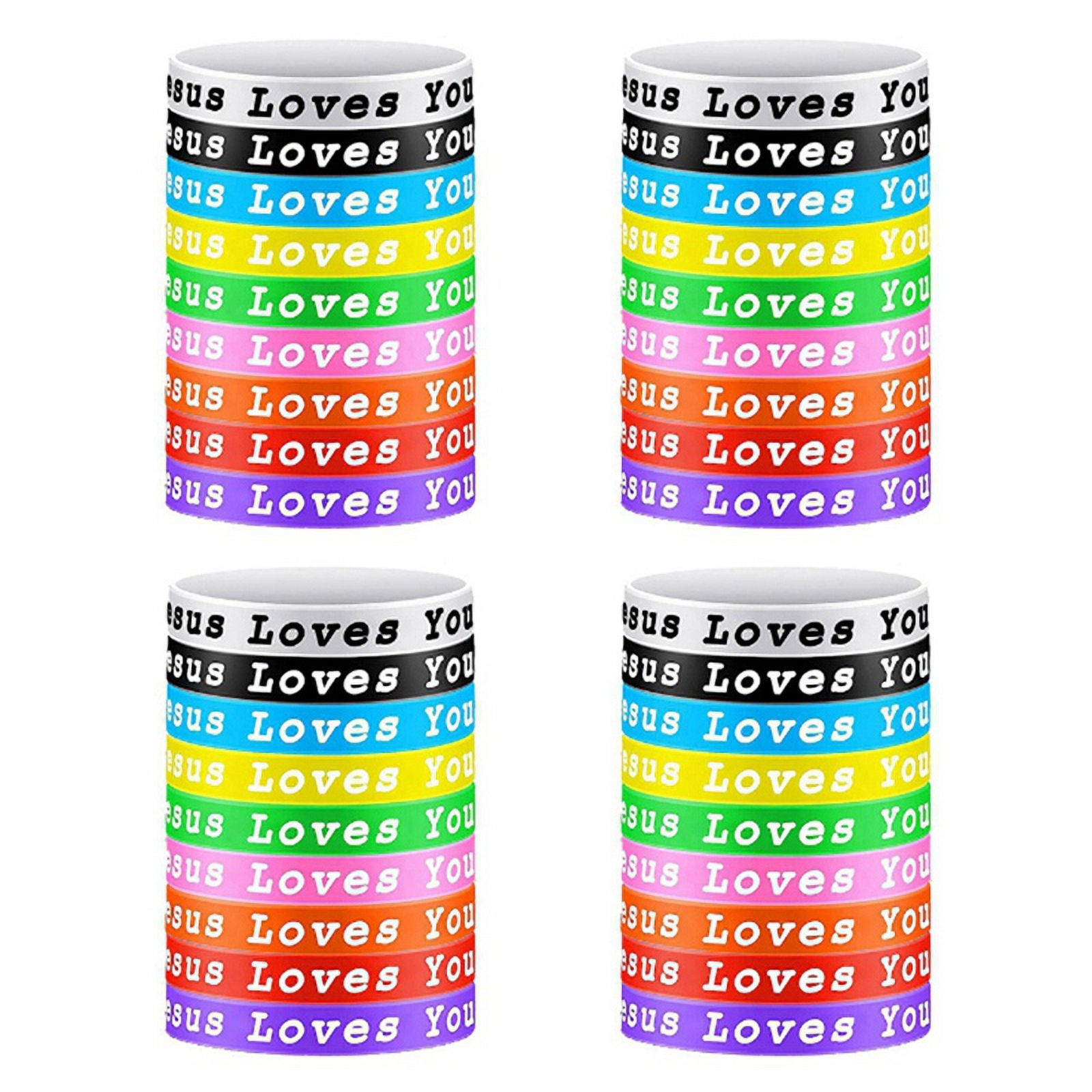 36Pcs Jesus Loves You Silicone Wristbands Colorful Rubber Bracelets ...