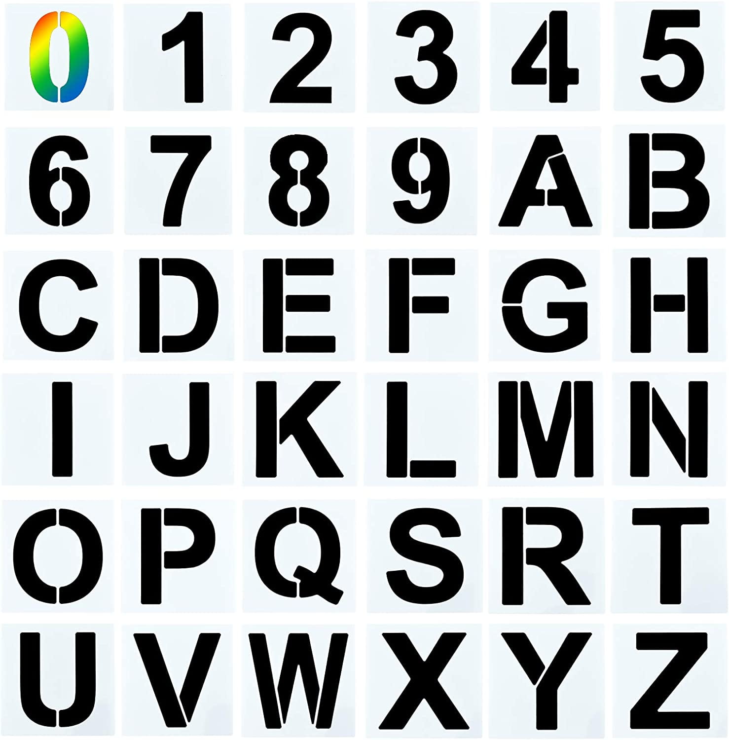36Pcs Letter Stencils 4 inch Alphabet Templates Reusable Plastic Number ...