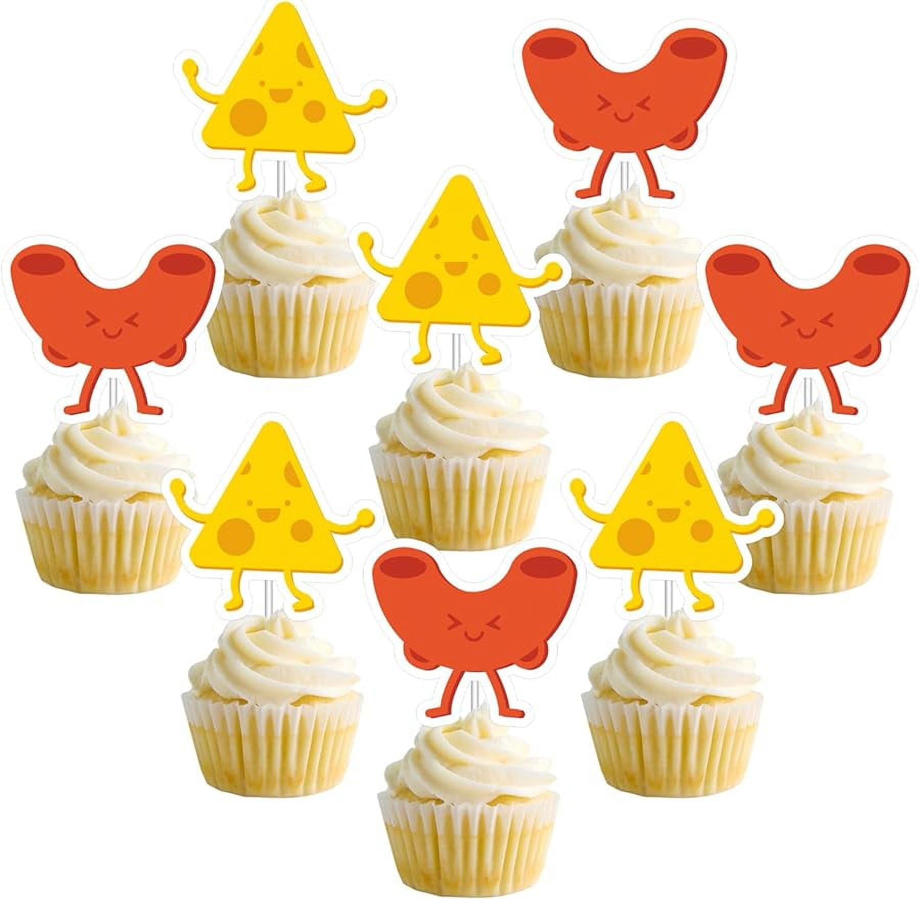 36Pcs Macaroni and Cheese Cupcake Toppers, Double Sided Printing Mac ...