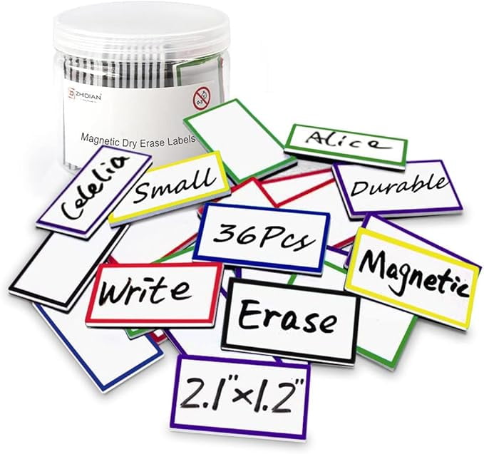 36Pcs Magnetic Name Tags Small Thick Dry Erase Magnet Labels Writable ...