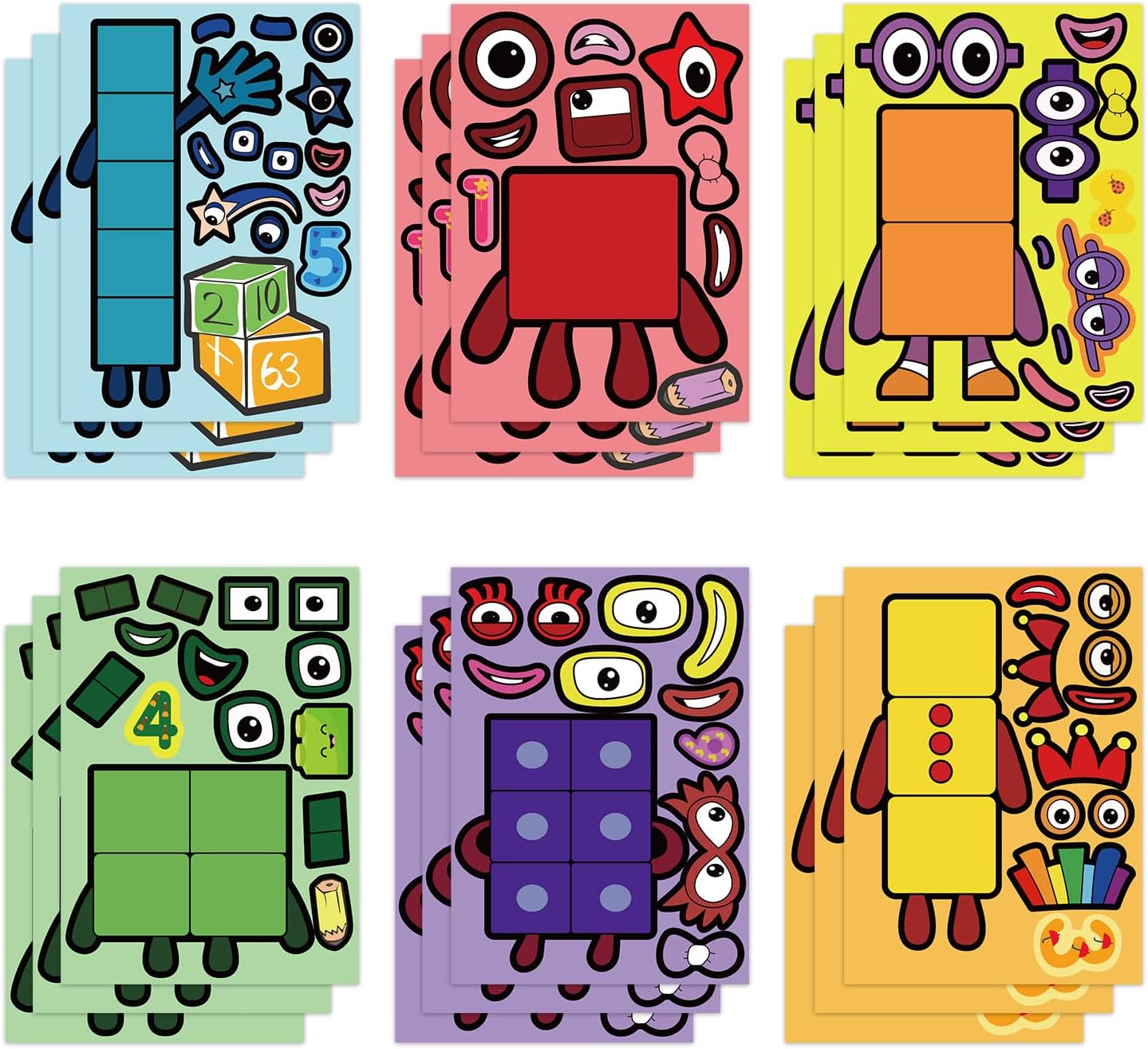 36Pcs Make Your Own Number Toys Stickers Sheet,Number Birthday ...