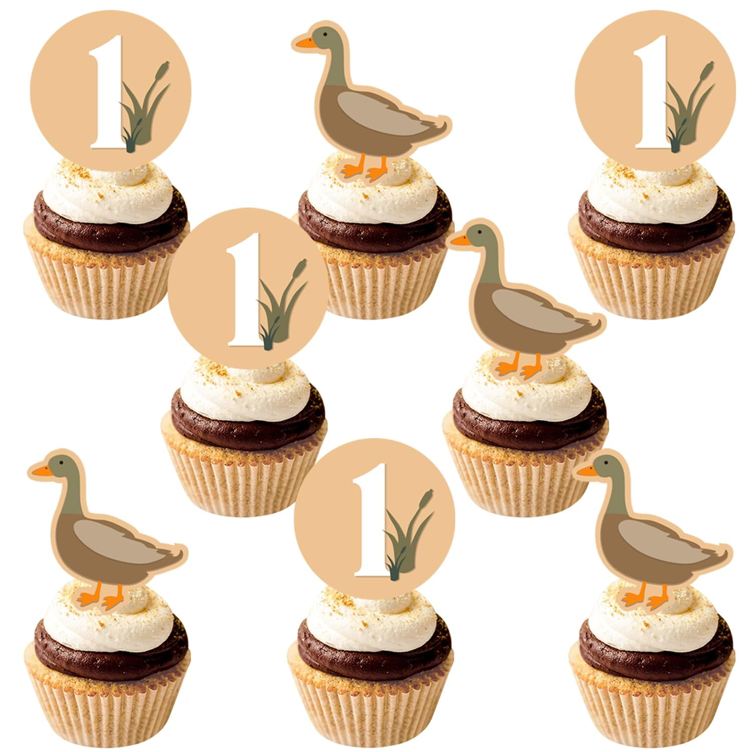 36Pcs Mallard Duck 1st Birthday Cupcake RST1 Toppers One Lucky Duck ...