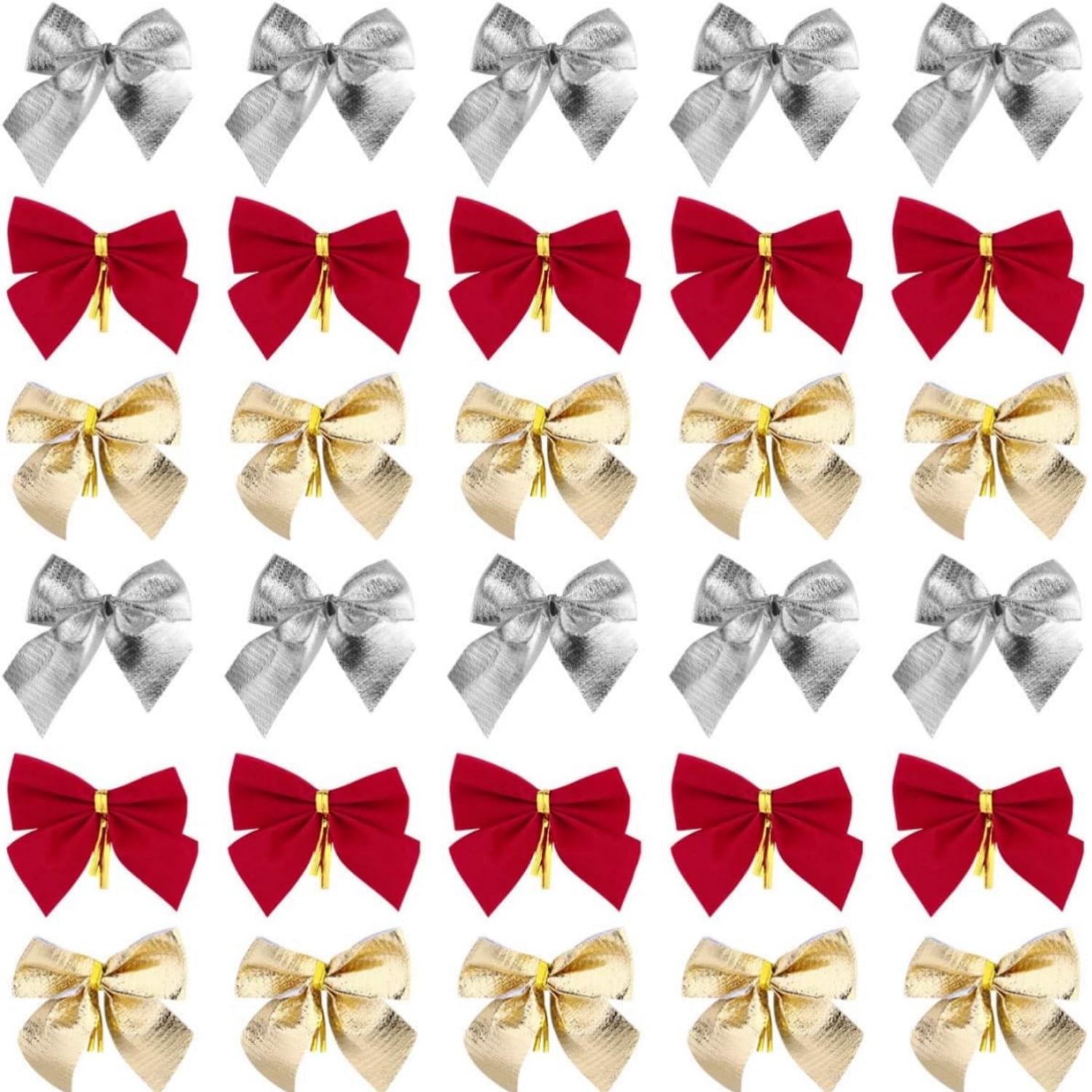36Pcs Mini Christmas Bow Decorations, Kvago 2 inch Small Ribbon Bows ...