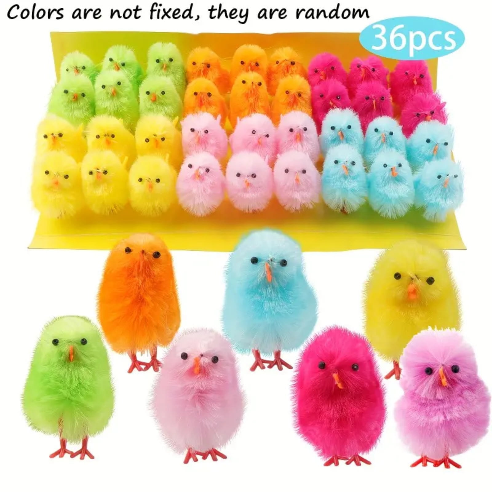 36Pcs Mini Easter Chicks: Fake Chicks, Cute Easter Plush, Small Chicken ...