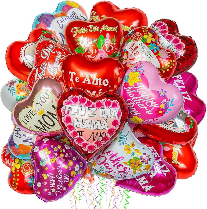 36Pcs Mother's Day Balloons, Happy Mom Foil Mylar Day Balloons, Mama ...