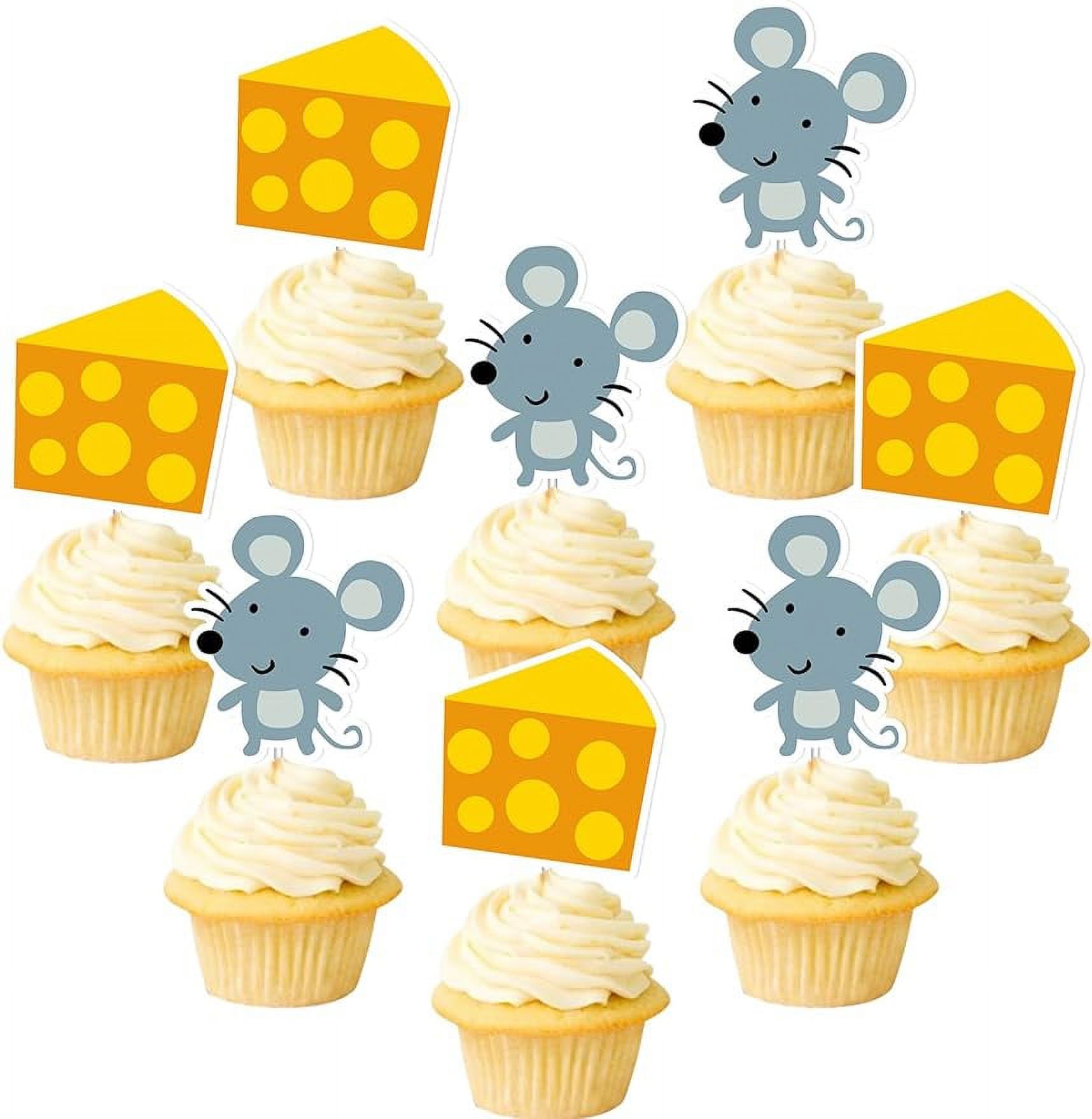 36Pcs Mouse and Cheese Cupcake Toppers Double Sided Printing Sweet ...