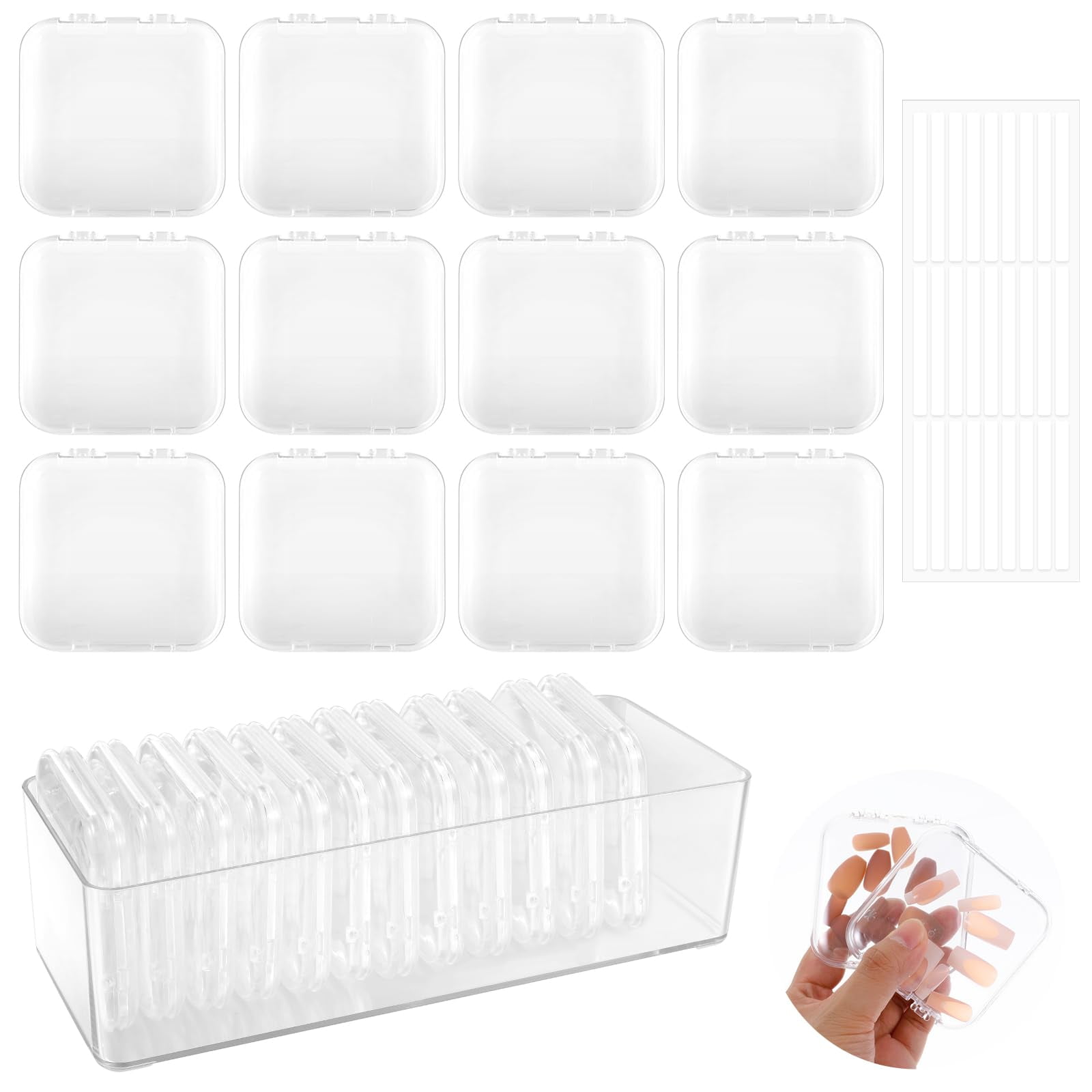 36Pcs Nail Box Organizer Case, Press on Nails Clear Nail Display Nail ...