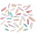 36Pcs Natural Quartz Stones Pendants 9 Colors Gold Plated Wire Wrapped ...