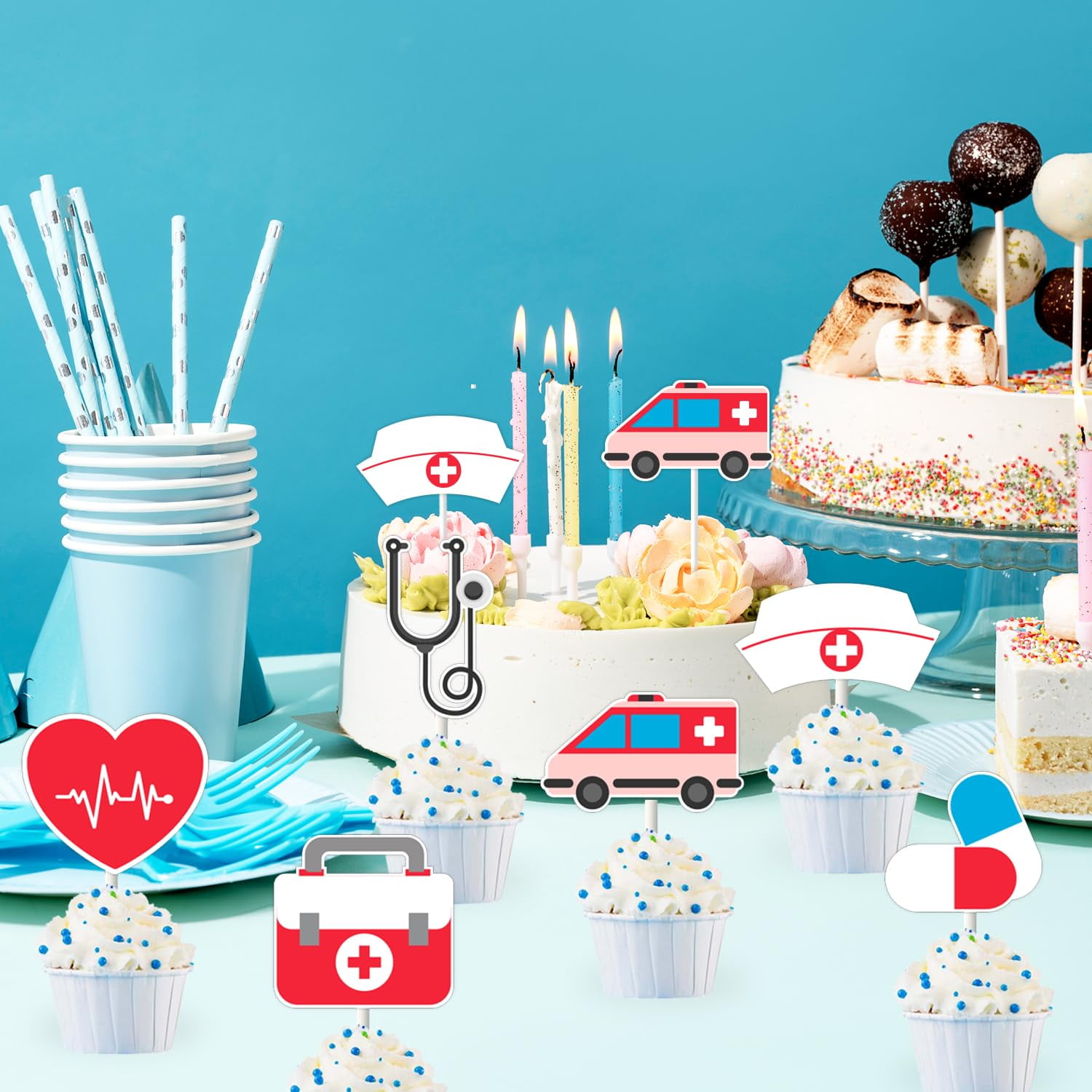 36Pcs Nurse Cupcake AJH3 Toppers Nursing School Graduation Cupcake ...