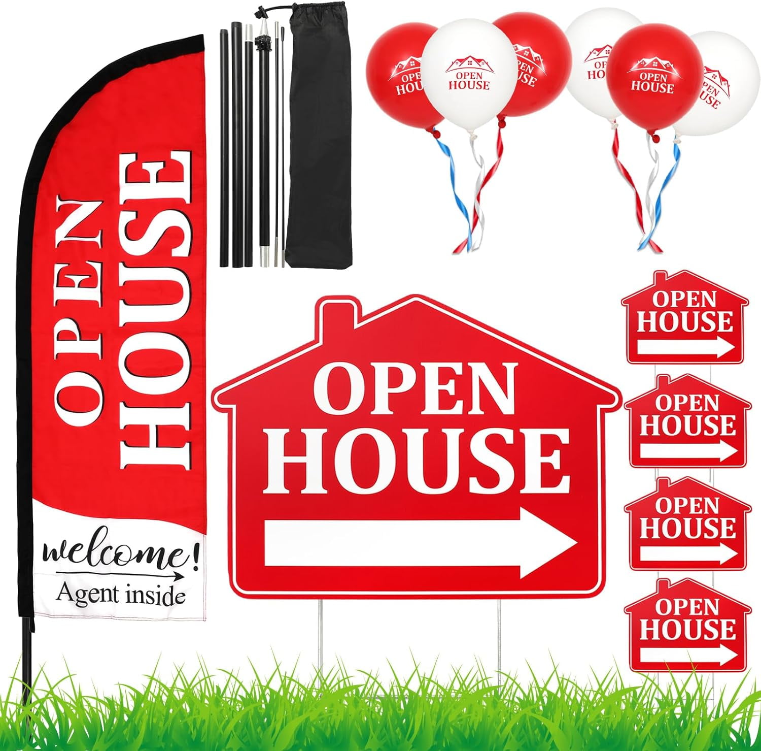 36Pcs Open House Signs Set 1 Open House Feather Flag Pole Kit 5 ...