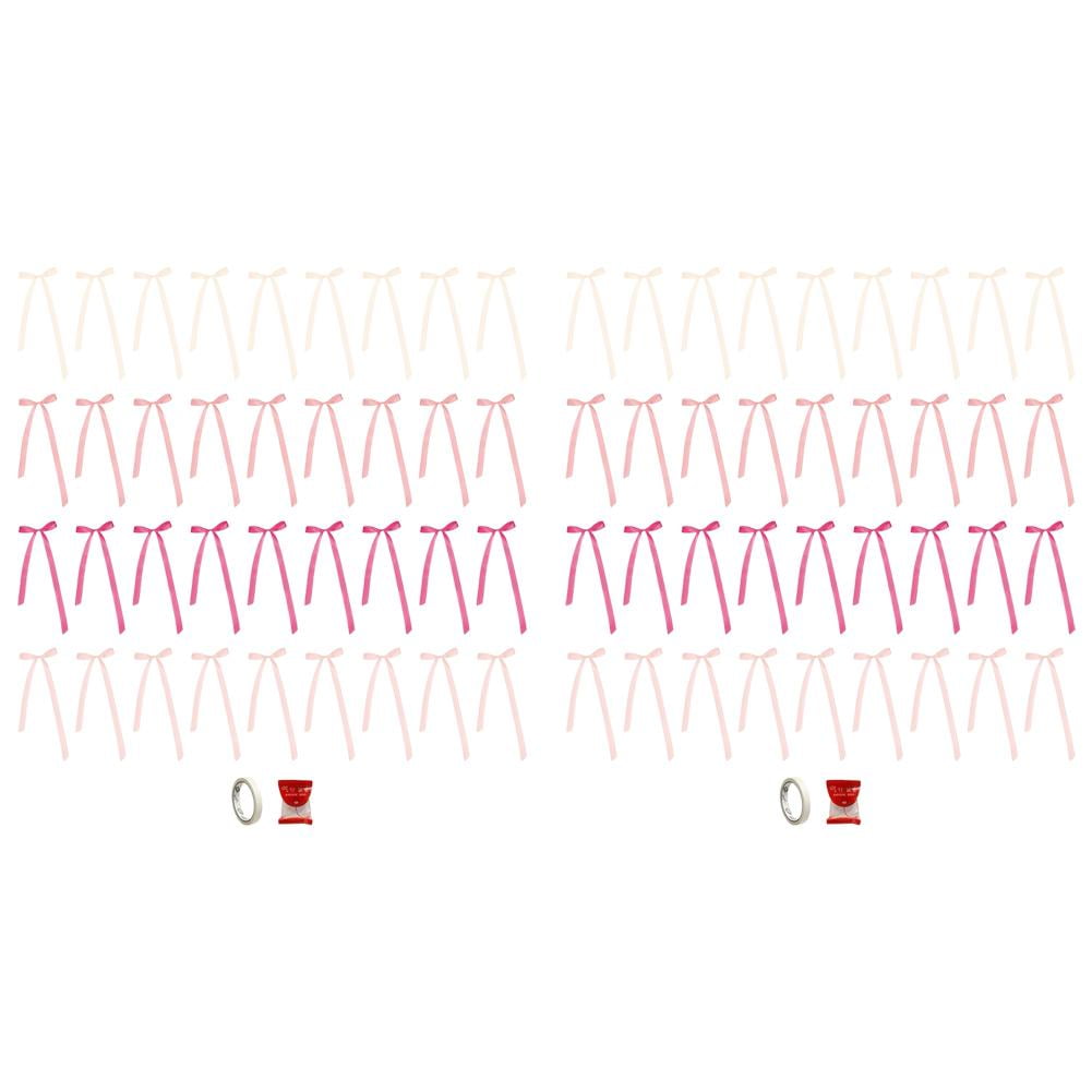 36Pcs Pink Bow Wall Decor, DIY Bow Photo Backdrop,Ribbon Bows Garland ...