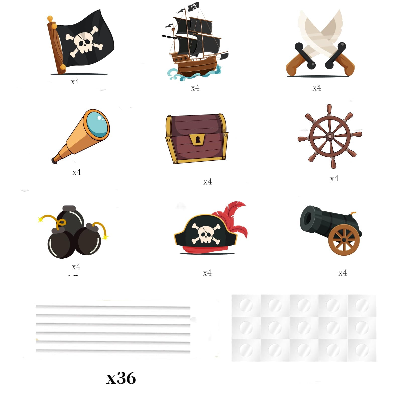 36Pcs Pirate Happy TWE5 Birthday Cupcake Toppers Rudder Nautical ...