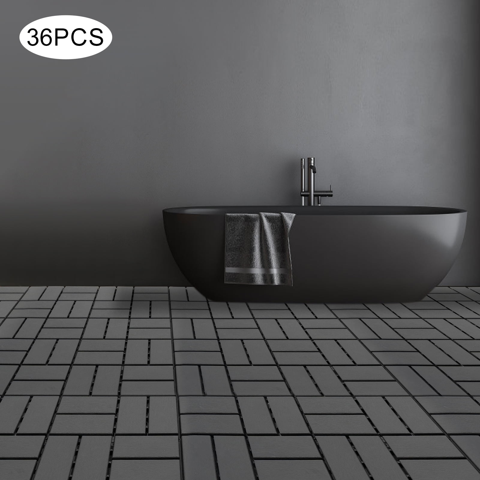 36Pcs Plastic Interlocking Patio Deck Tiles Wood Flooring DIY Outdoor ...