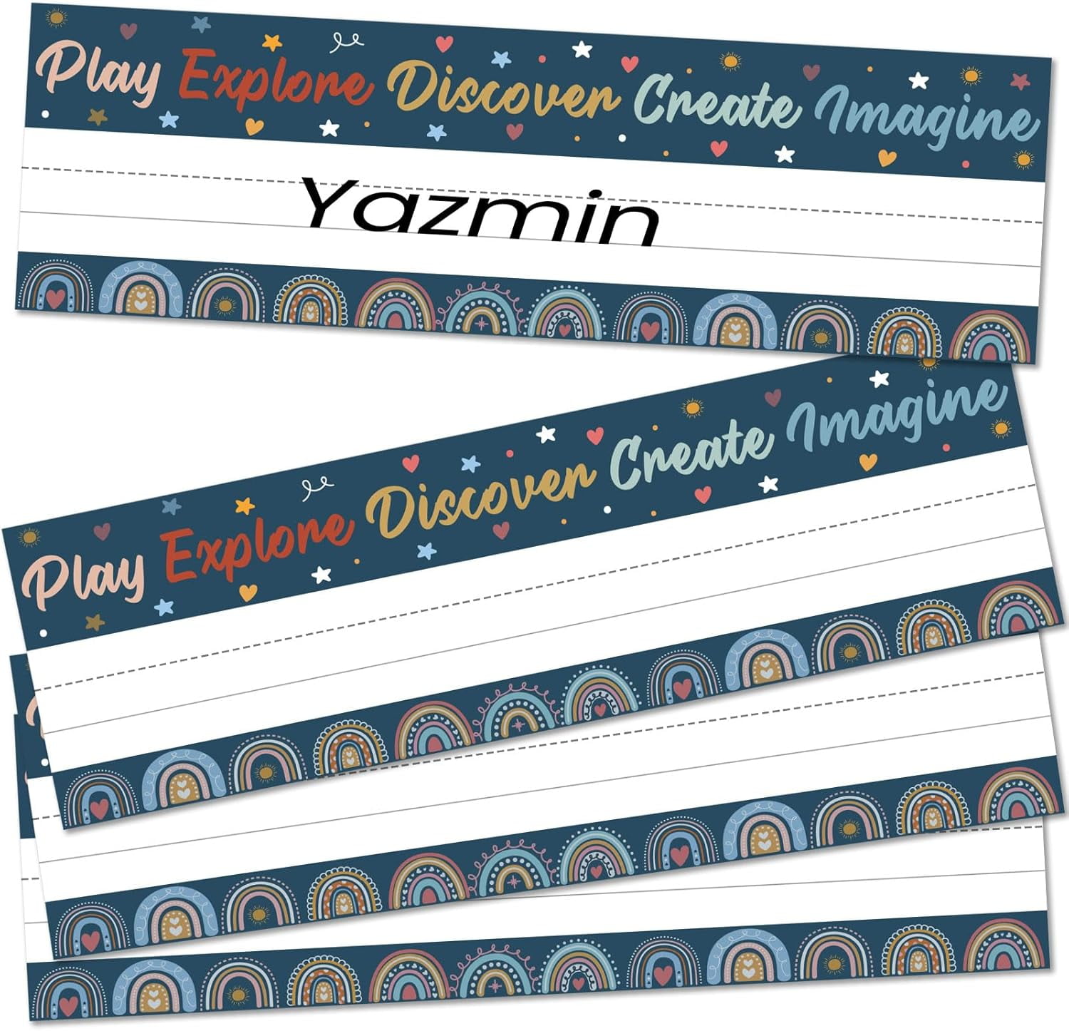 36Pcs Rainbow Boho Name Tags for Classroom,Inspirational Student Name ...