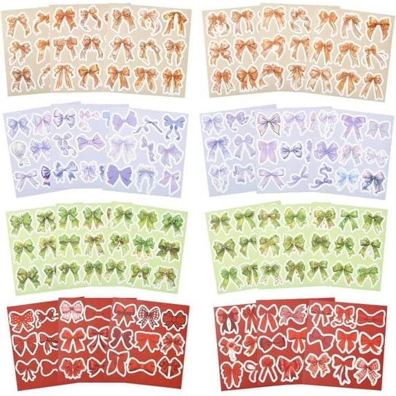 36Pcs Red Tie Stickers Coquette Stickers Pack Colorful Bowknot PVC ...