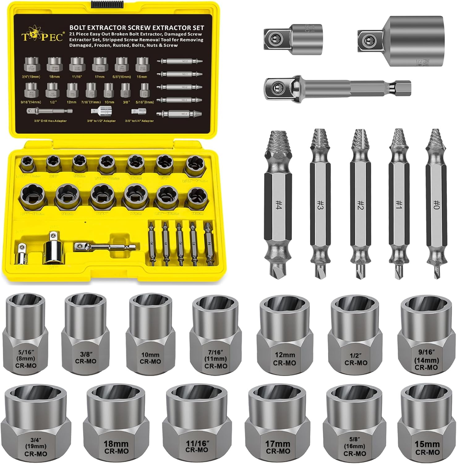 36Pcs Screw & Bolt Extractor Kit, 3-in-1 Easy Out Screw Extractor Set ...