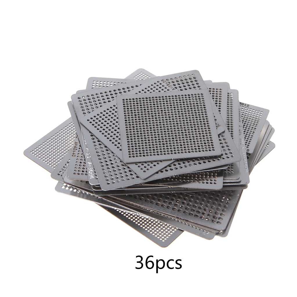36Pcs/Set BGA Reballing Stencils Universal Direct Heat Stainless Stencils for SMT Notebook ...