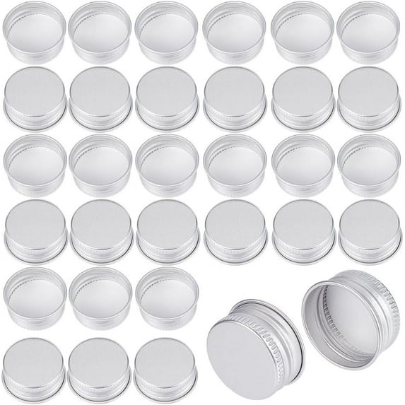 36Pcs Silver Seal Screw Caps 1.1 Inch Inner Diameter Metal Screw Caps ...