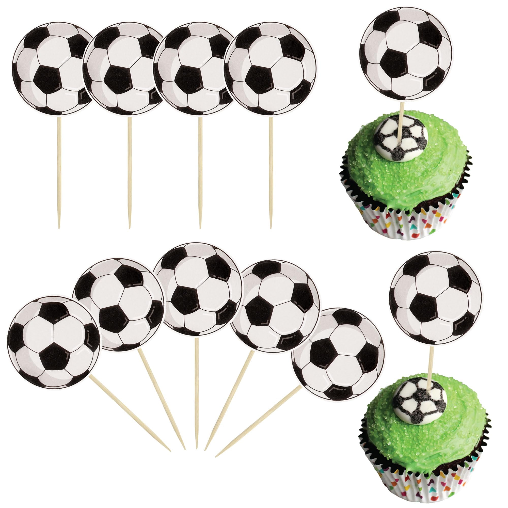 36Pcs Soccer BallITSC Cupcake Toppers Sports Theme Football Cupcake ...