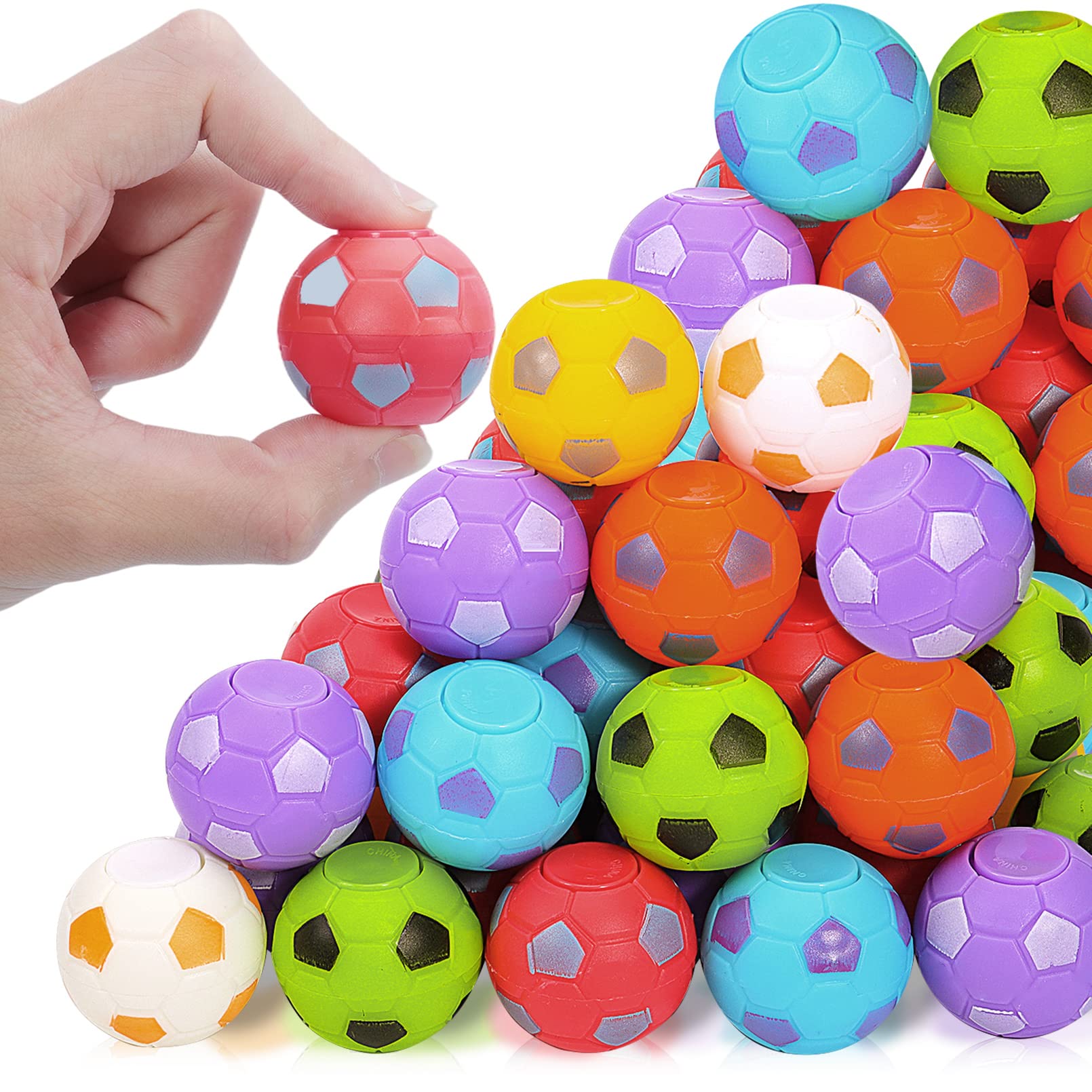 36Pcs Soccer Party Favors,Rotatable Soccer Finger Balls,Soccer Spinner ...