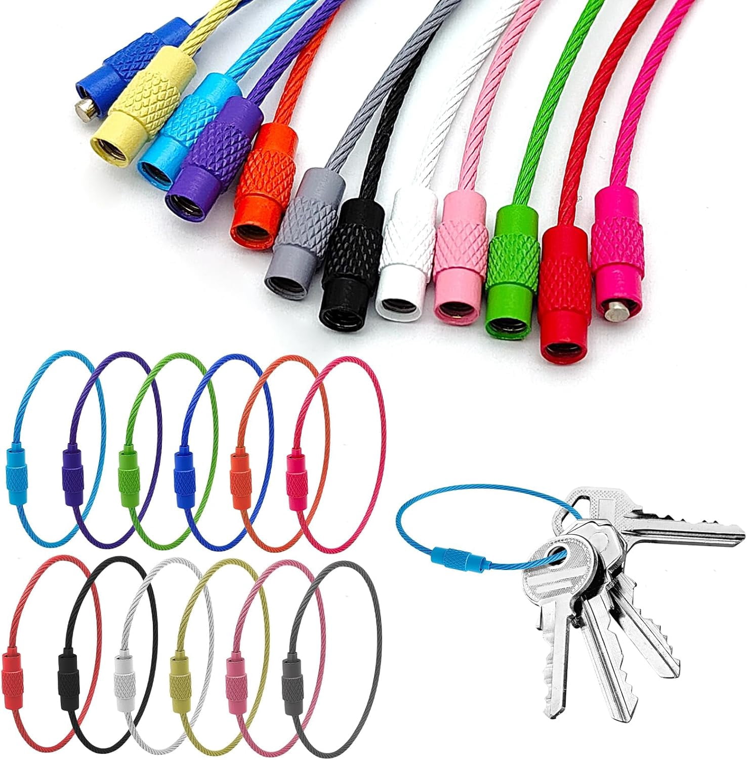 36Pcs Stainless Steel Wire Key Rings 6 Inch Steel Wire Key Ring Steel ...