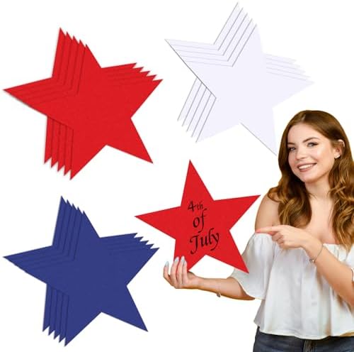 36Pcs Star Cutouts 4th of July Patriotic Red Blue White Stars Paper Cut ...