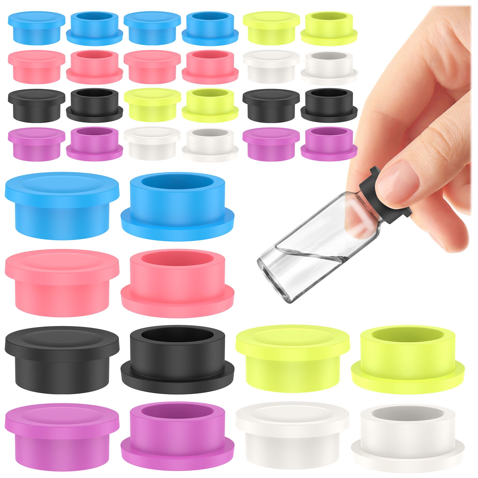 36Pcs Vial Cap for 3ml Glass Vial Leak Proof Evaporation Proof Silicone ...