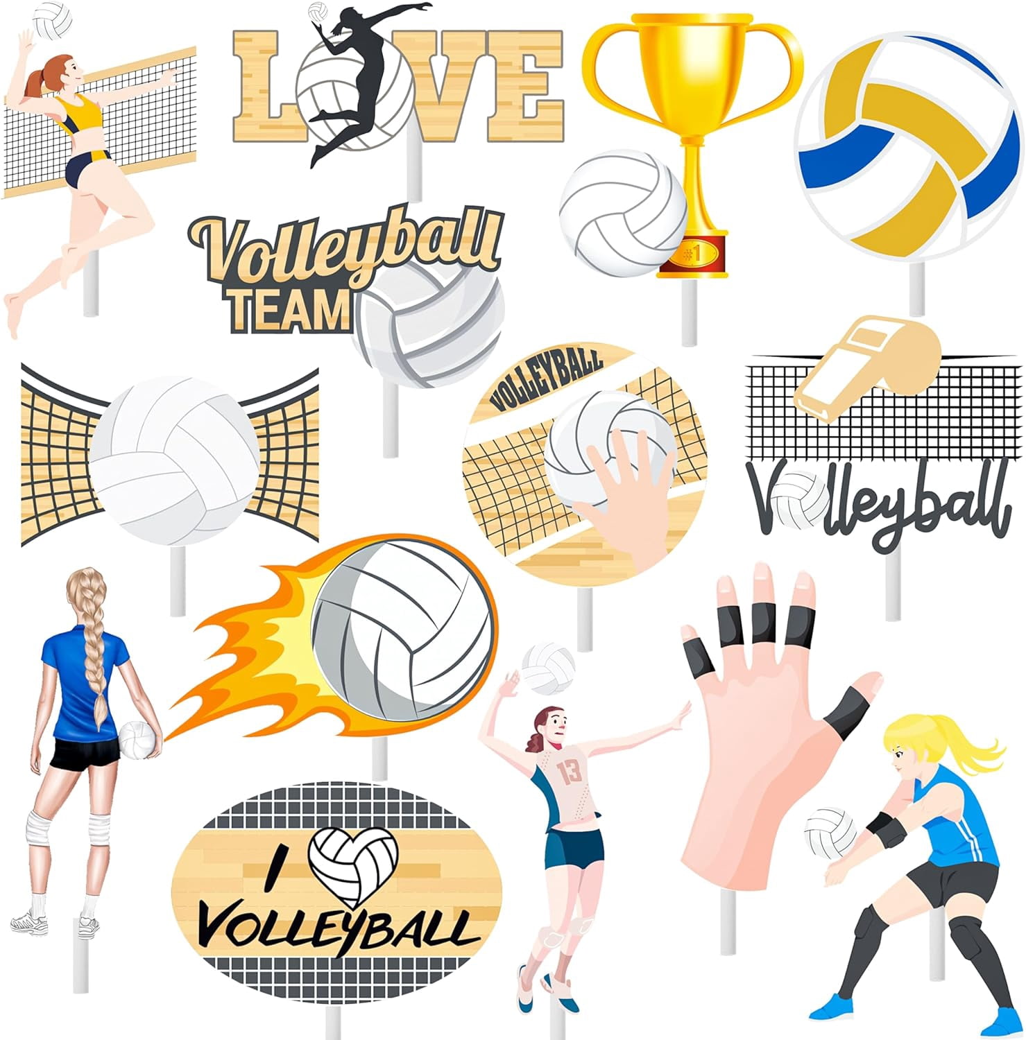 36Pcs Volleyball Party Cupcake Toppers | Volleyball Birthday Cake ...