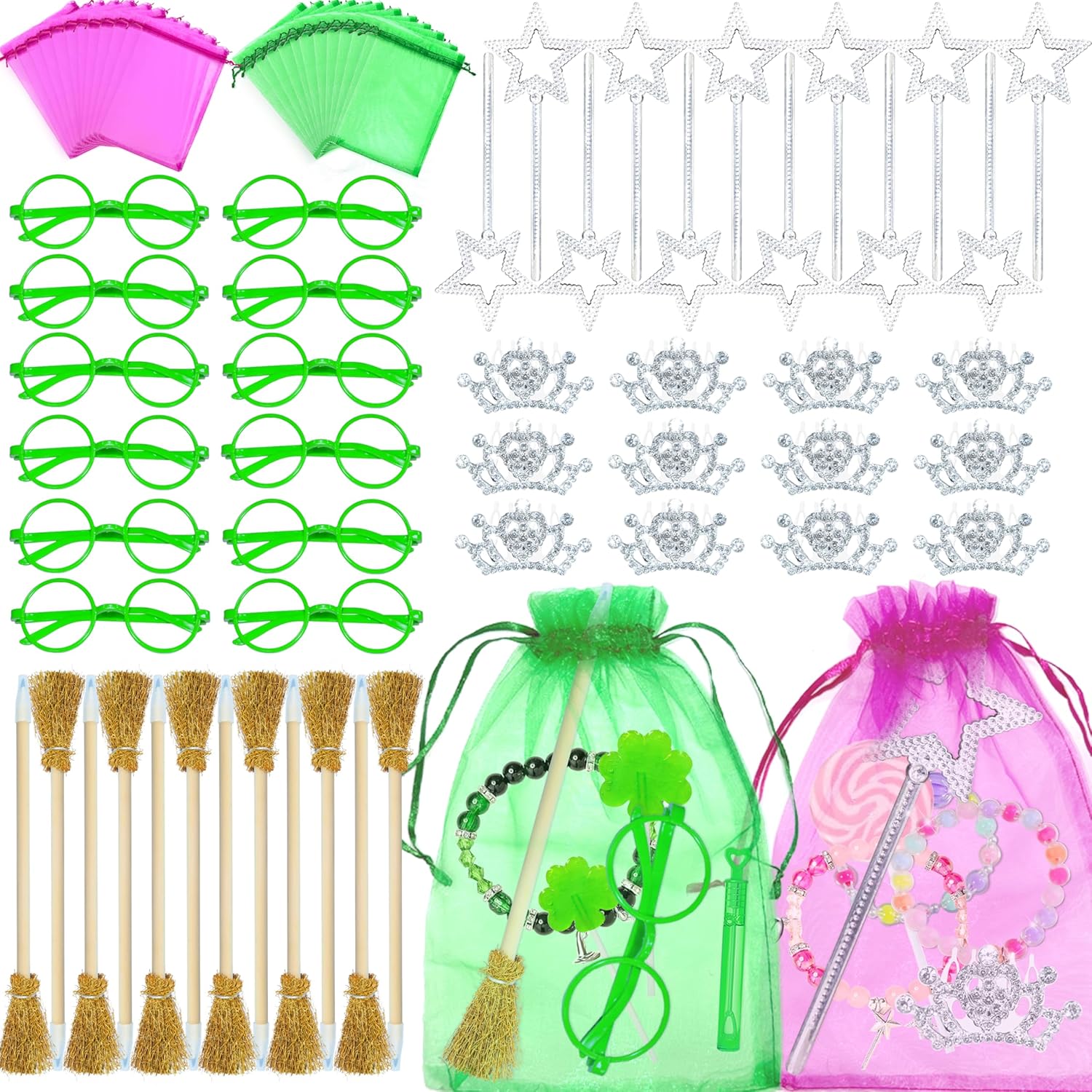 36Pcs Witch Party Favor Goodie Bags，Crown Witch Broom Mini Star Wands ...
