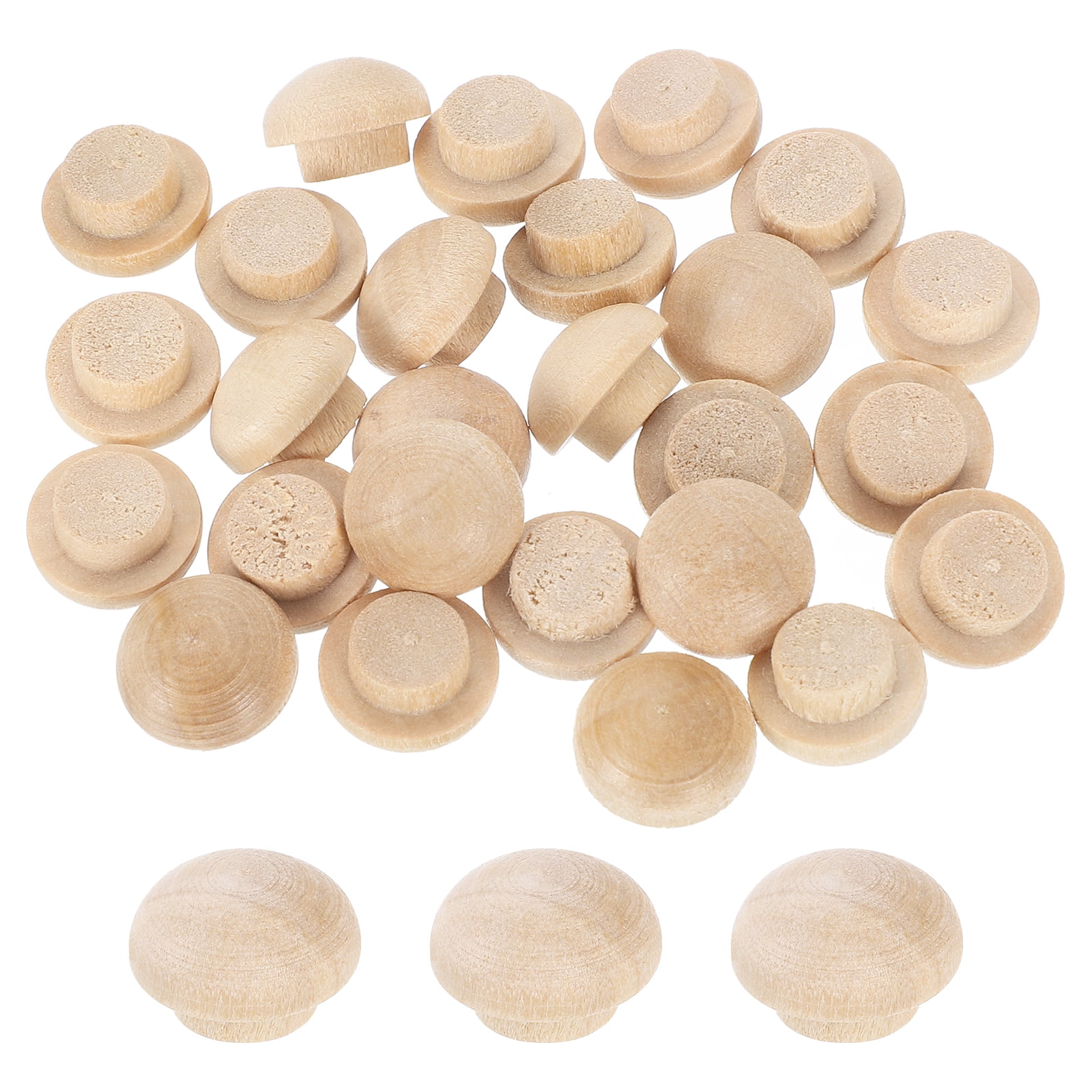 36Pcs Wood Button Plugs, 8mm/0.31" Hardwood Screw Hole Plug Mushroom ...