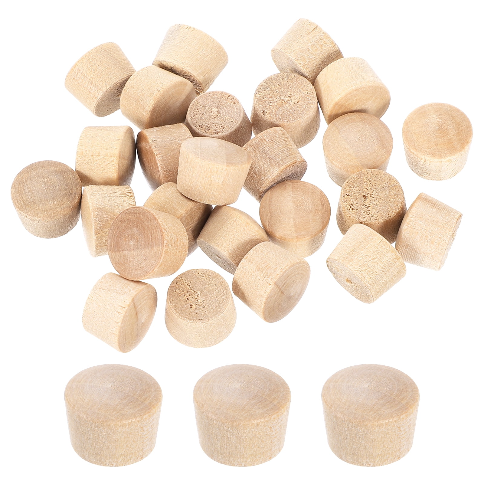 36Pcs Wood Button Plugs, 9.5mm/0.37" Flat Head Hardwood Screw Hole Plug ...