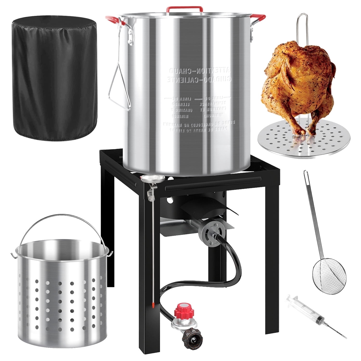 36QT Turkey Fryer Kit,Seafood Boil Pot,Waterproof Cover & 12-inch ...