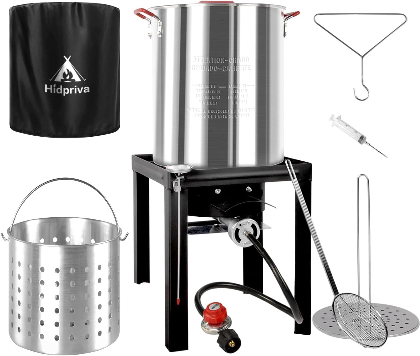 36QT Turkey Fryer Kit, Waterproof Cover & 12-inch Skimmer, 55,000BTU ...