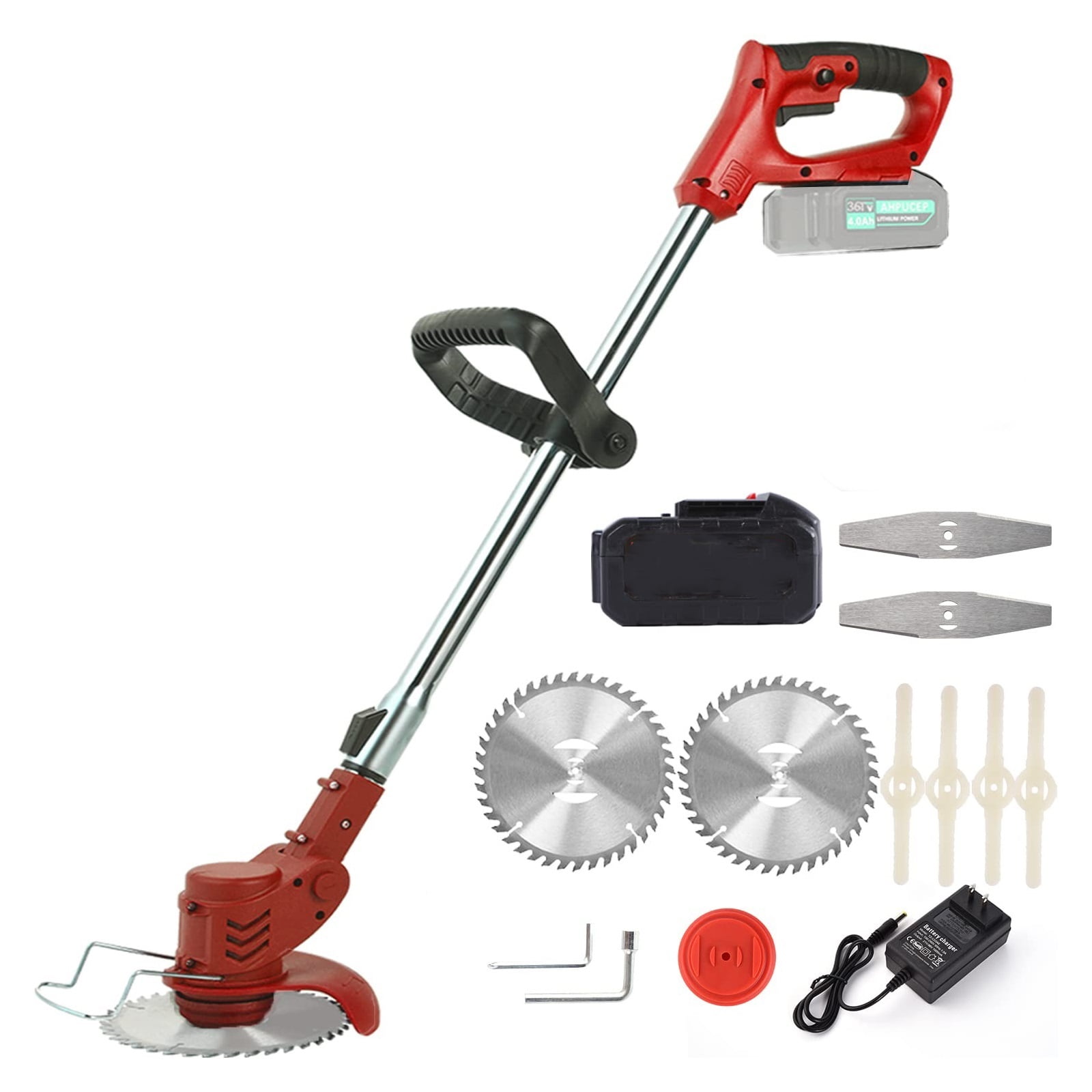 36Tv Electric Cordless Brush Cutter With 3Types Blades Stringless Weed ...