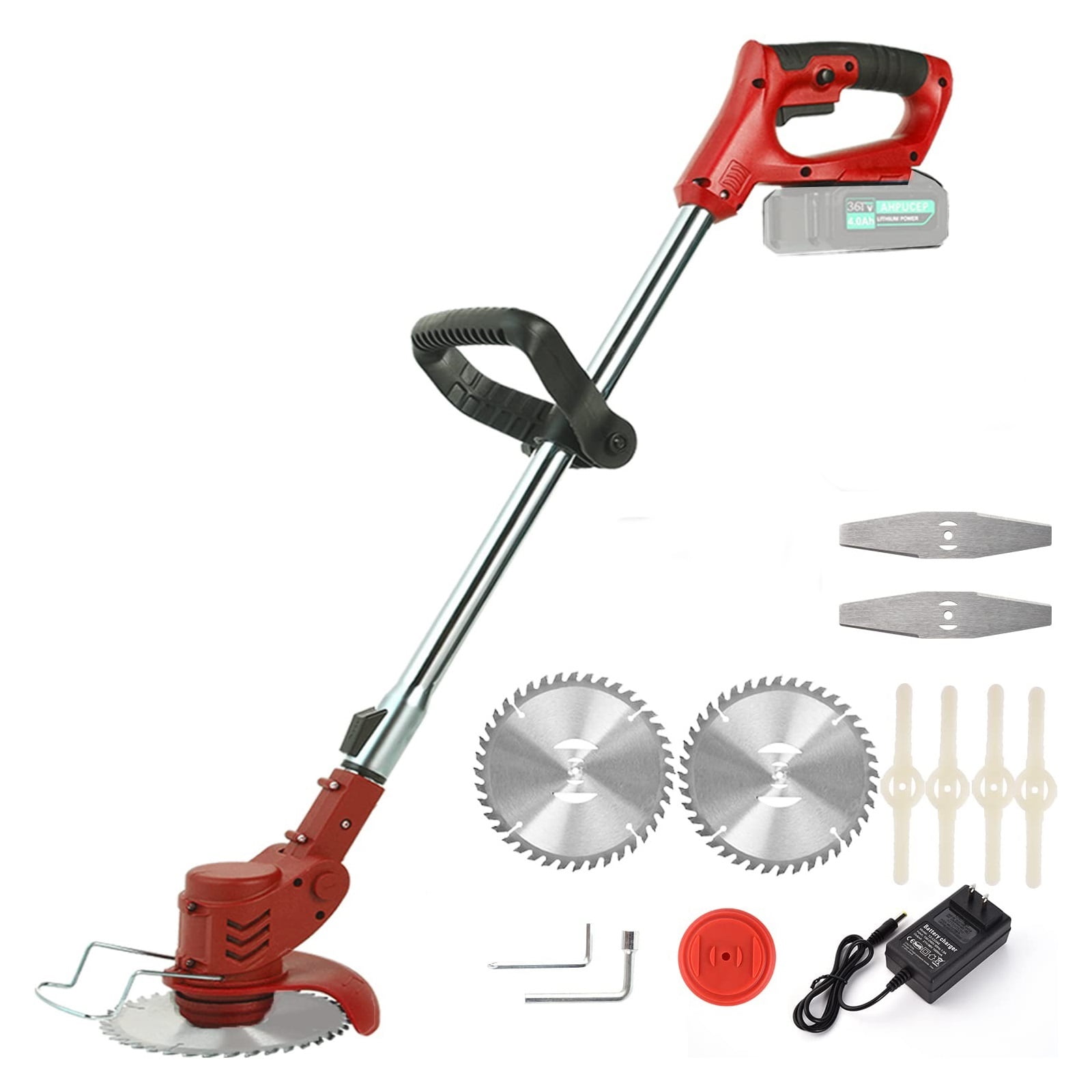 36Tv Electric Cordless Brush Cutter With 3Types Blades Stringless Weed ...