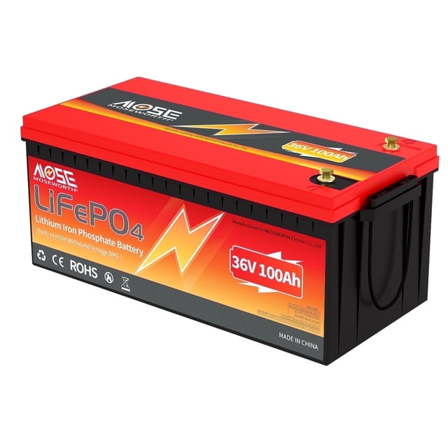 36V 100Ah LiFePO4 Battery,200A BMS,Low Temp Cut off,MOSEWORTH for Golf ...