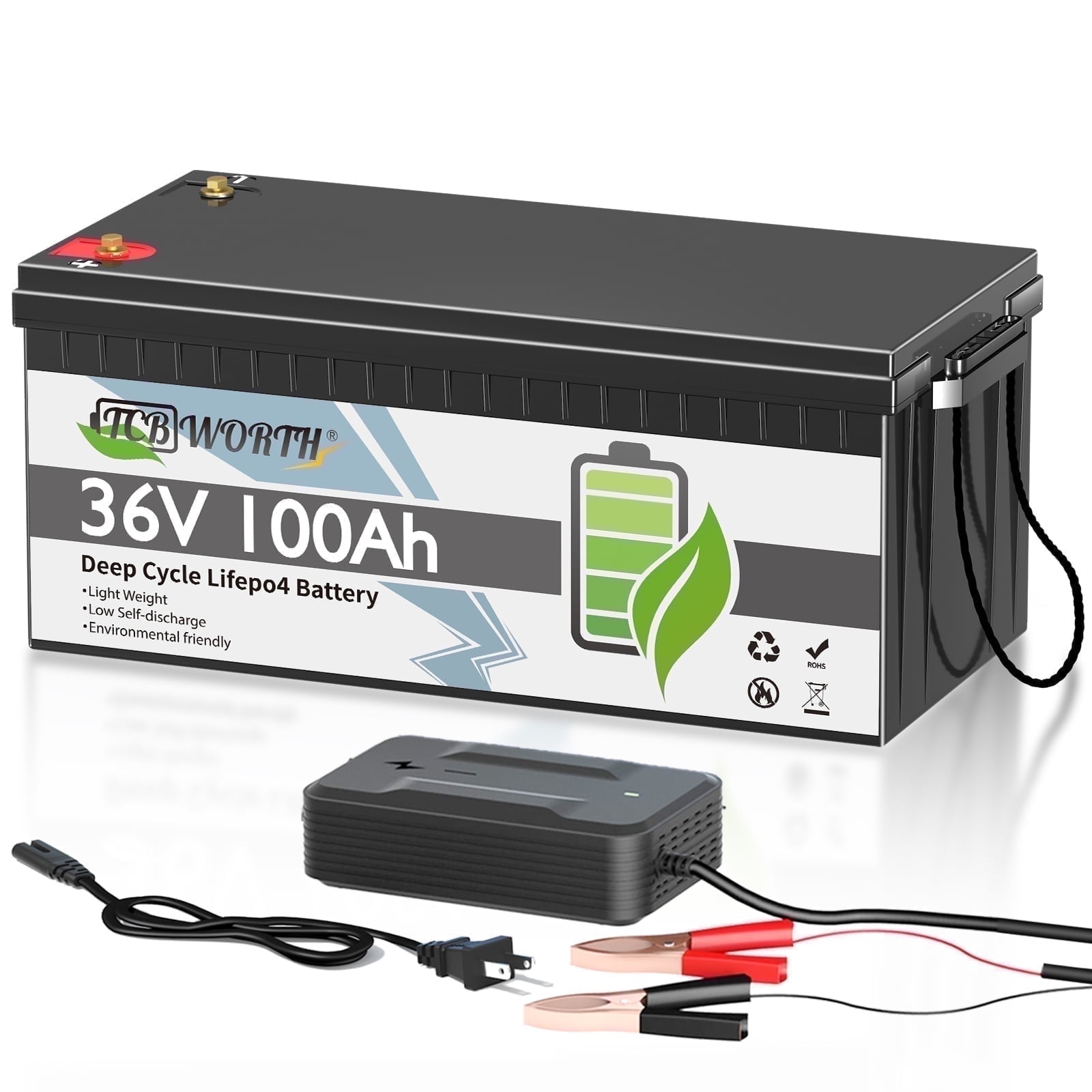36V 100Ah LiFePO4 Golf Cart Battery,TCBWORTH Deep Cycles Batteries,for ...
