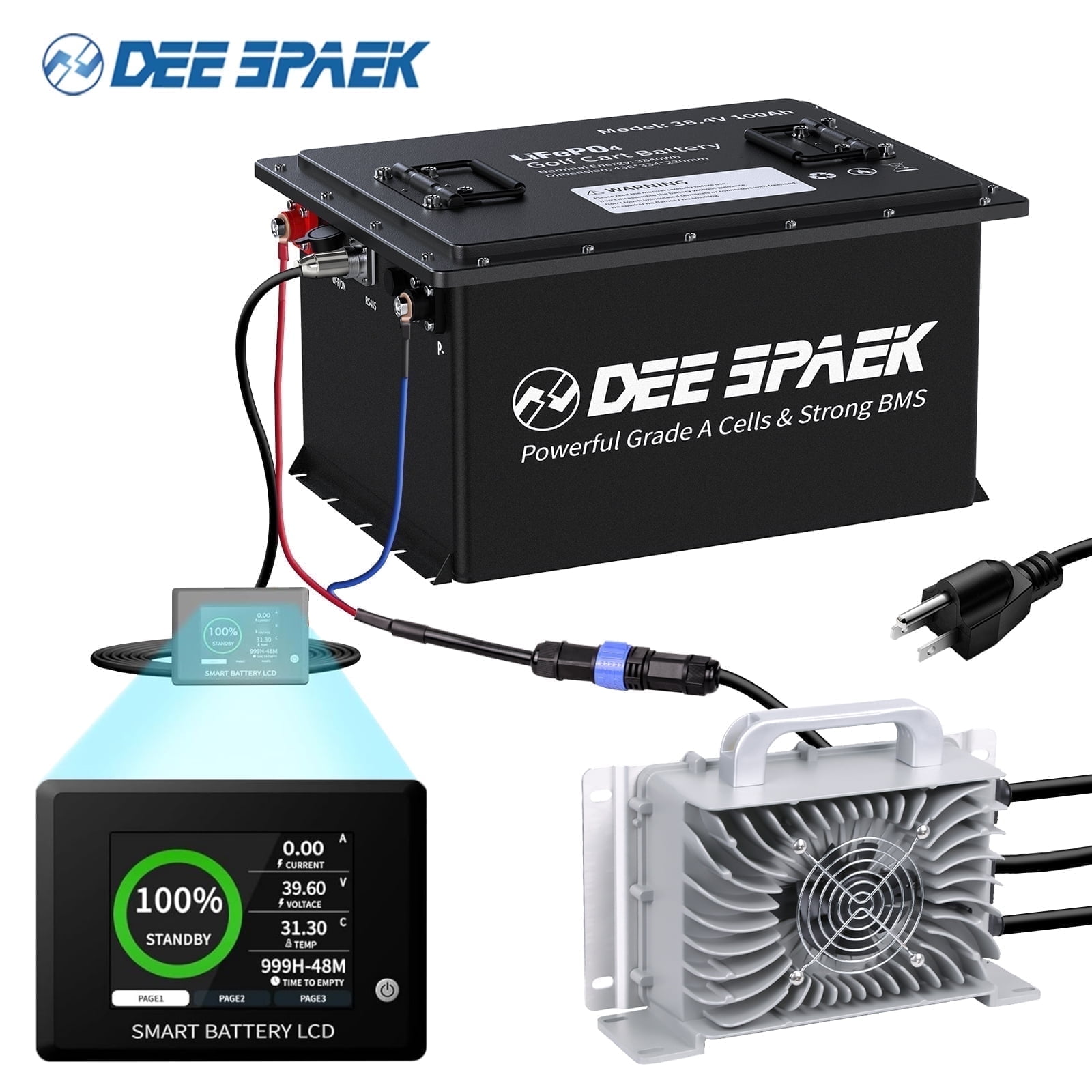 36V 105Ah Lithium Golf Cart Battery,200A BMS,15000+ Deep Cycles LiFePO4 ...