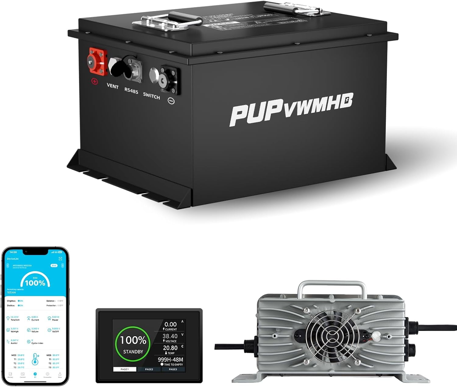 36V 105Ah Lithium Golf Cart Battery, Built-in 200A BMS, Max 7.68 kW ...
