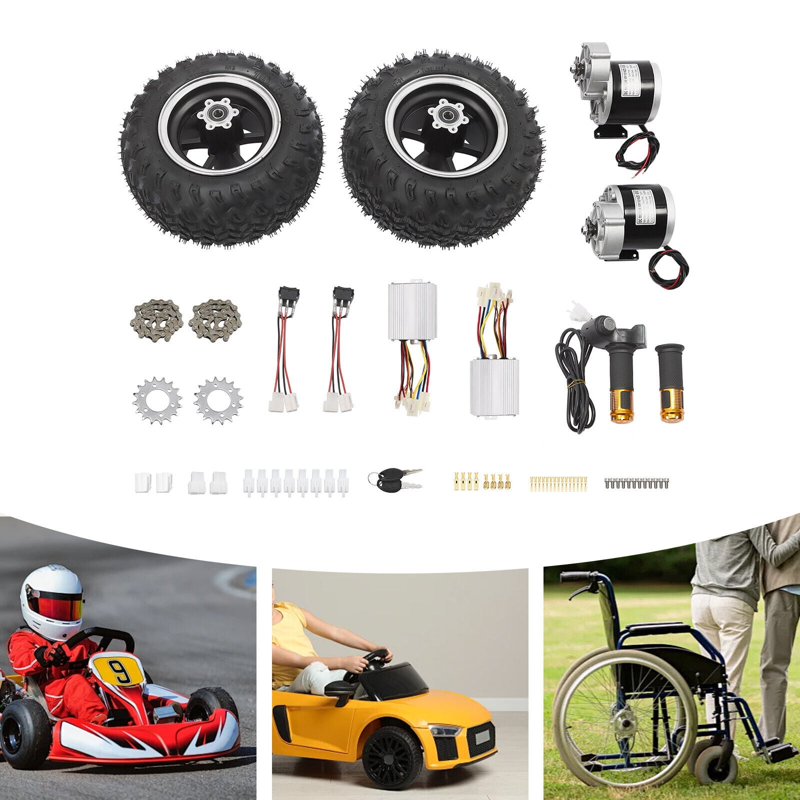 36V 350W Motor Drive Air Wheel Conversion Kit for Electrical Cart Beach ...
