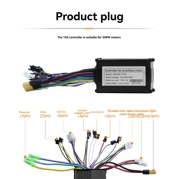 36V 48V 15A Brushless Controller T5S Meter LCD Display+130X Throttle ...