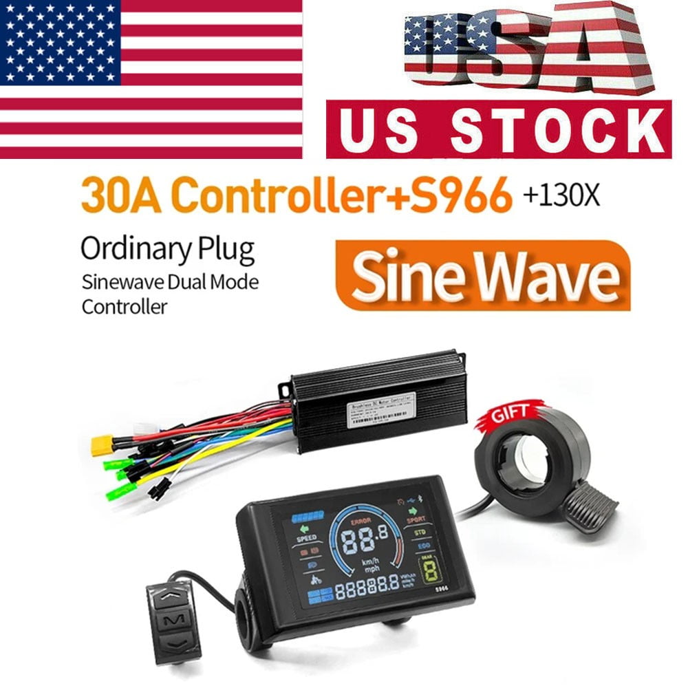36V 48V 30A E-bike Sine Wave Controller+S966 LCD Display+Thumb Throttle ...