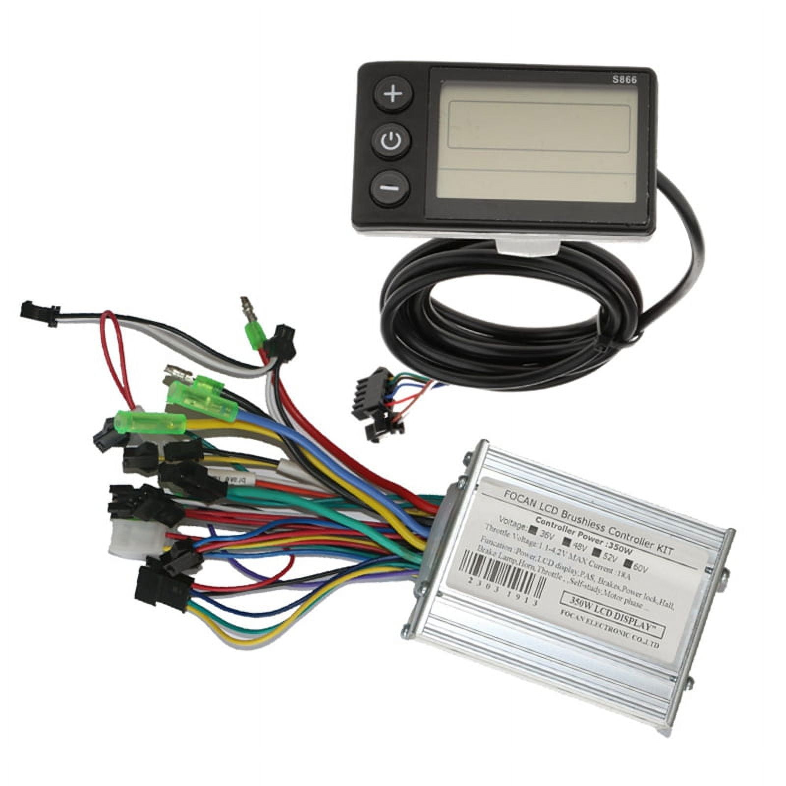 36V 48V 52V 60V 350W 18A Brushless DC Motor Controller Ebike Controller S866 LCD Display ...