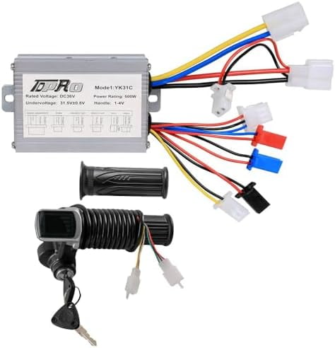 36V 500W Brush Motor Speed Controller + LCD Display Throttle Grips Key ...