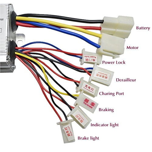 36V 500W Brush Speed Motor Controller and Throttle Grip for Electric ...