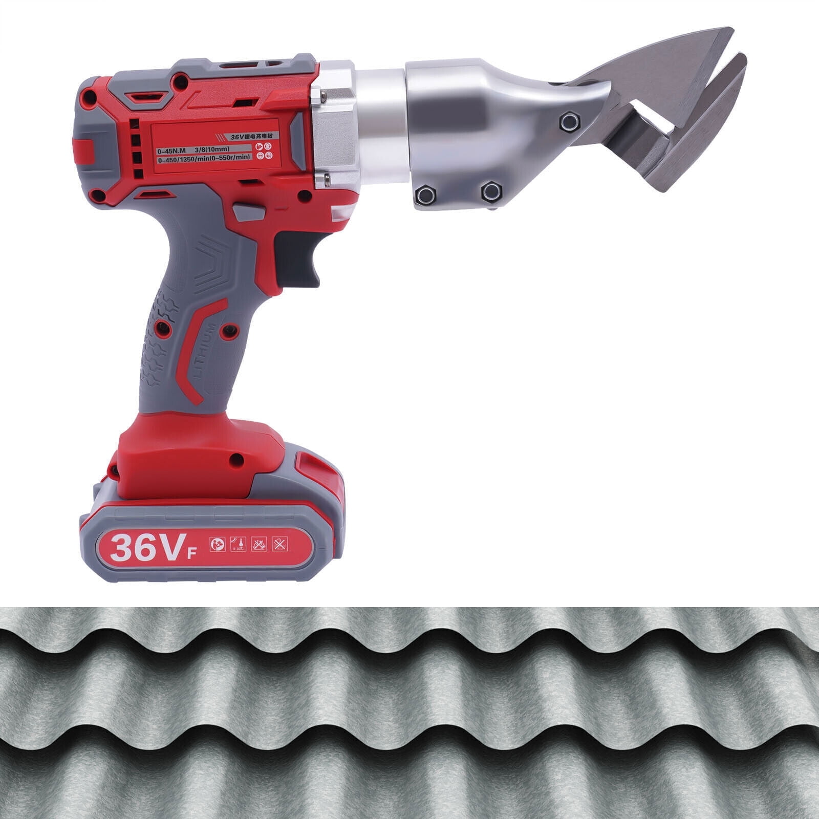 36V Electric Cordless Tin Snips Metal Sheet Shear Cutter Scissor W/ 2 ...