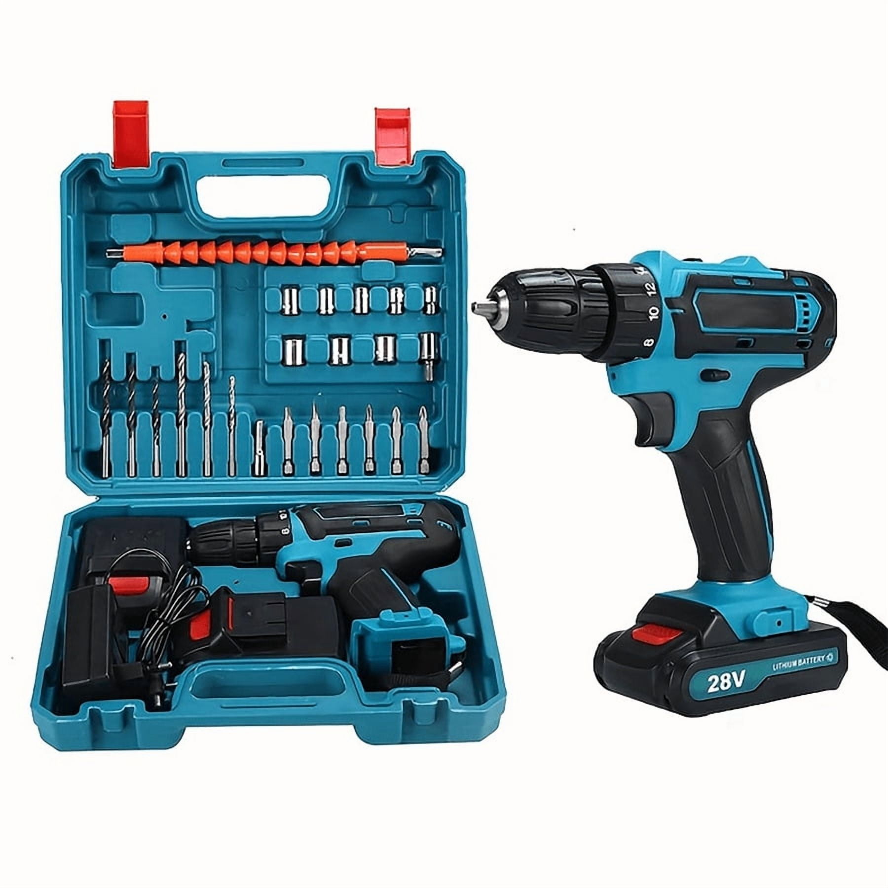 36V Lithium-Ion Rechargeable Drill Driver - Electric Tool Set For Home ...