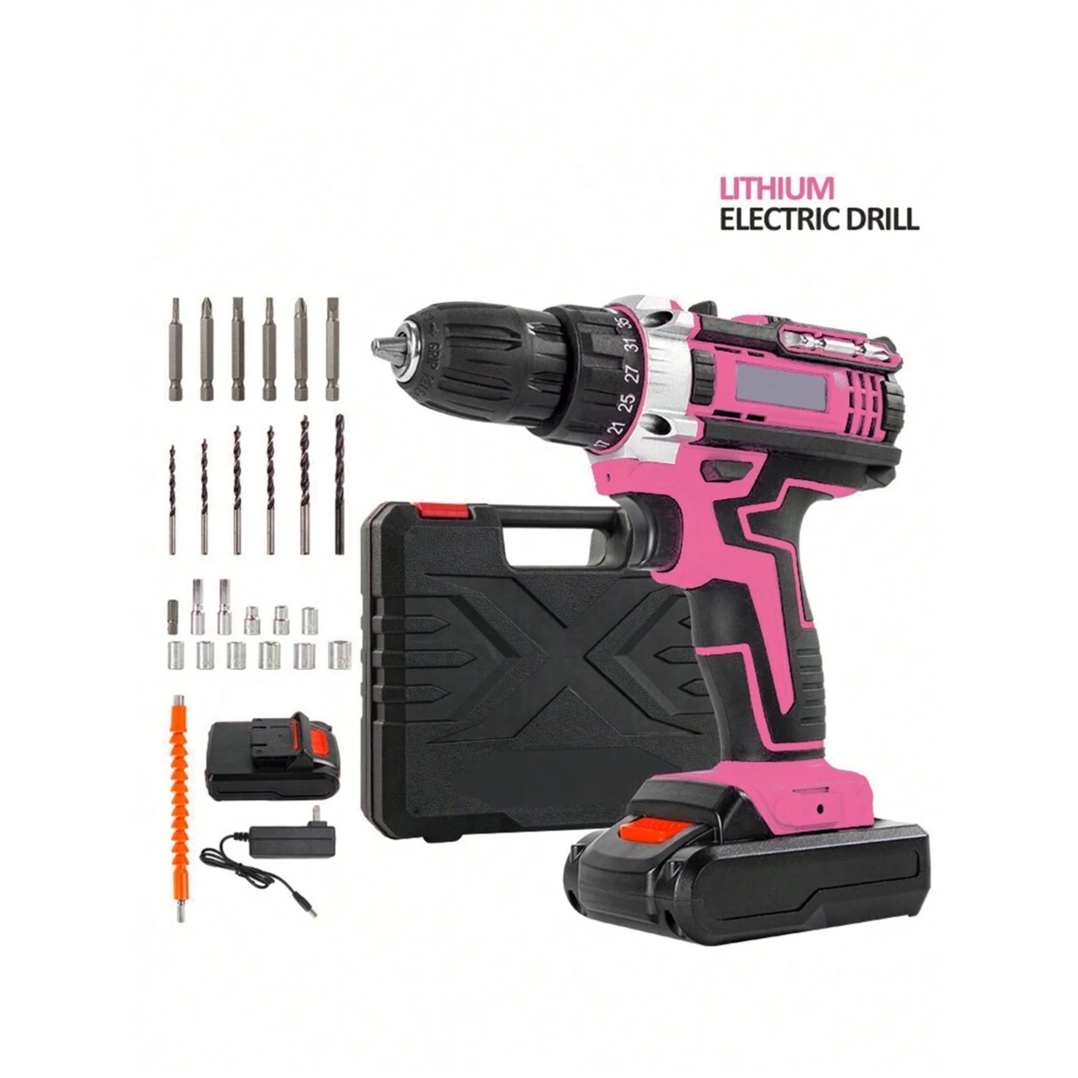 36V Rechargeable Multifunctional Drill with 2x 3.0Ah Batteries & LED Light - Ideal for Home DIY ...