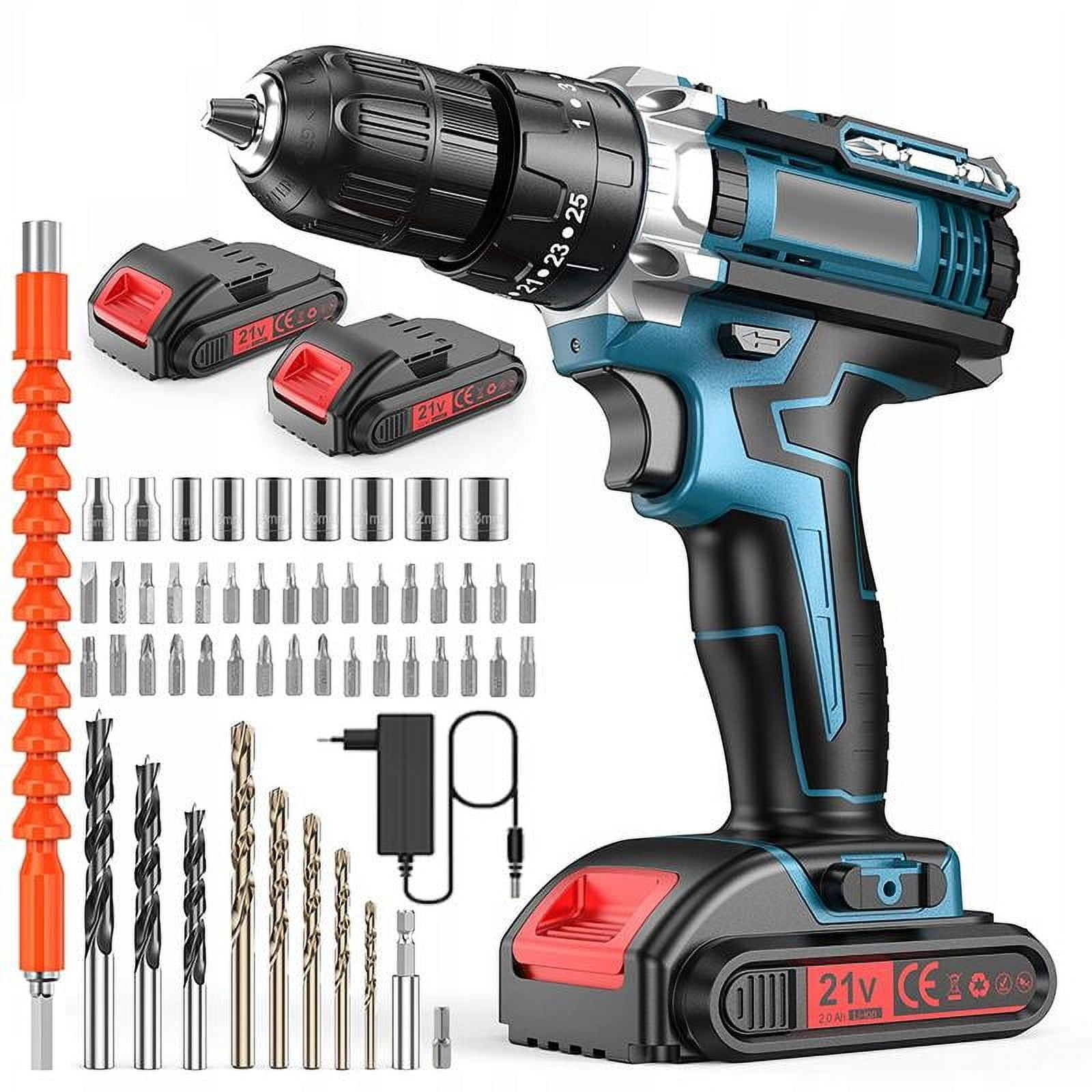 36V cordless drill set, 29-piece drill with 3/8-inch keyless chuck, 25/ ...